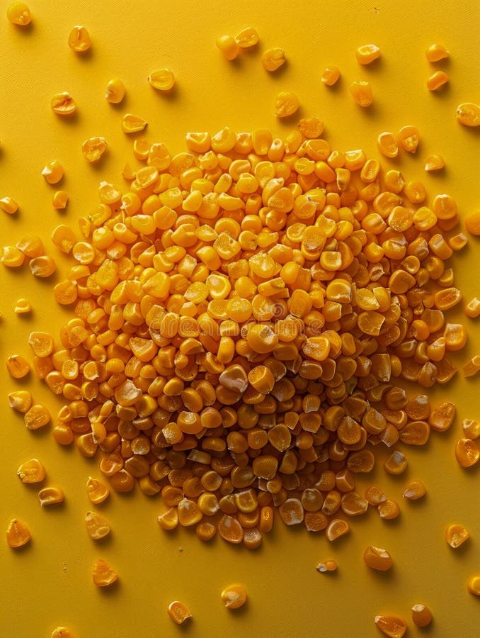 Vibrant Yellow Corn Kernels Spread on Yellow Background High Resolution ...