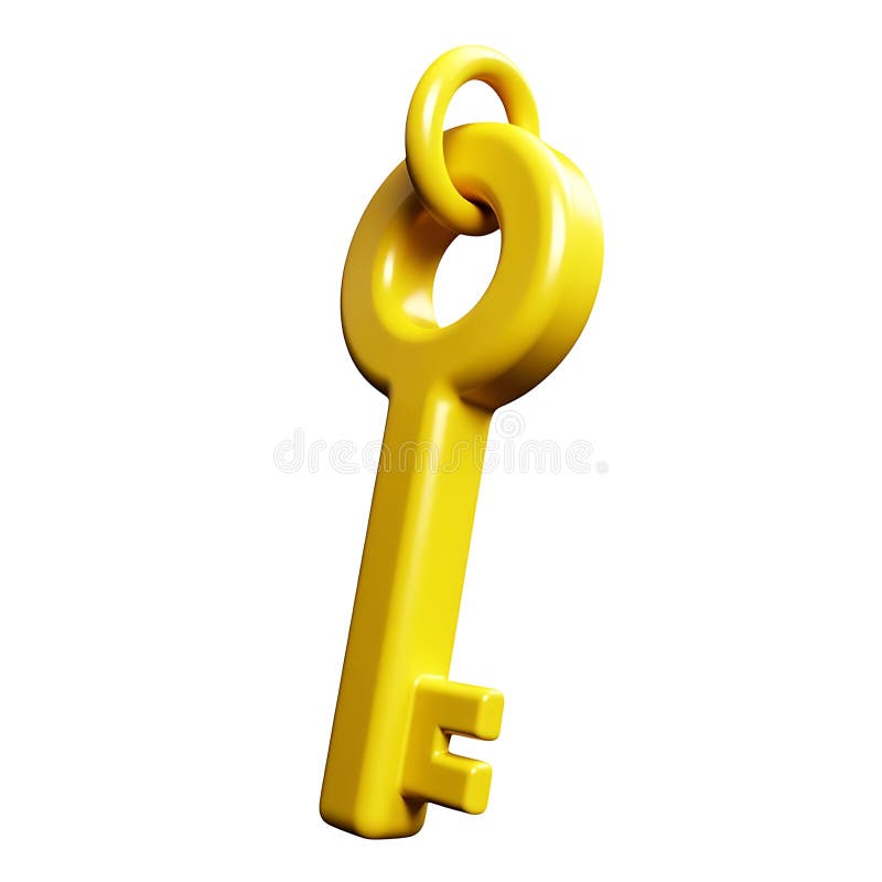 Shiny Golden Key on White 3D Render Access Symbol Stock Illustration ...