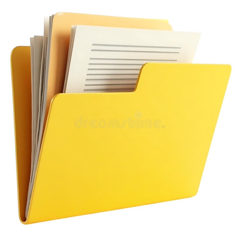 A Yellow File Cabinet Icon with Open Drawers Isolated on a White ...