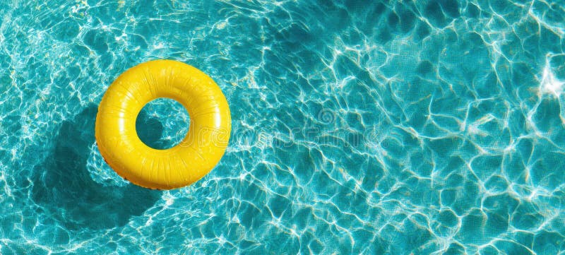 The Vibrant Yellow Float Resting in a Sparkling Blue Swimming Pool. AI ...
