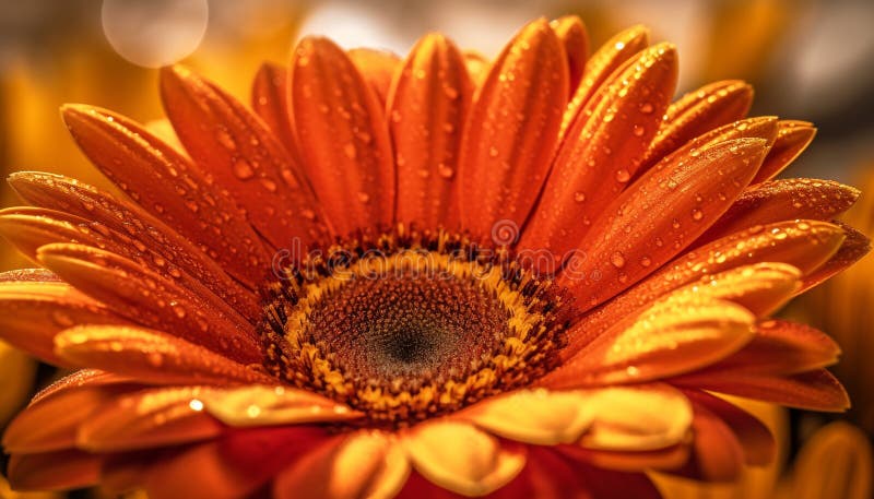 Vibrant Yellow Gerbera Daisy, Dew Drop Reflects Beauty in Nature ...