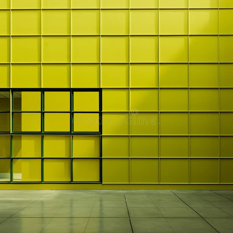 Vibrant Yellow Grid Pattern Dominates Modern Interior Scene Stock ...