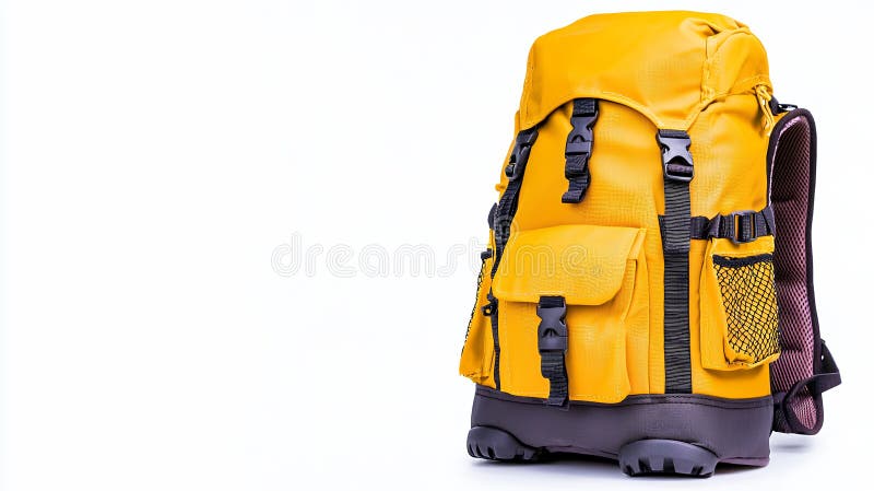 Vibrant Yellow Hiking Backpack with Adjustable Straps and Pockets on a ...