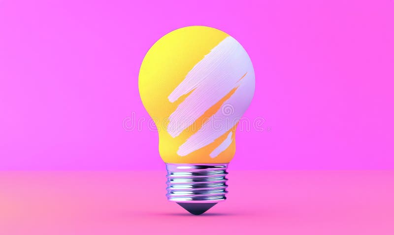 A Vibrant Yellow Light Bulb Against a Pink Background, Symbolizing ...