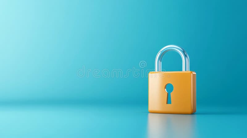 Vibrant Yellow Padlock on Serene Blue Backdrop Symbol of Security and ...