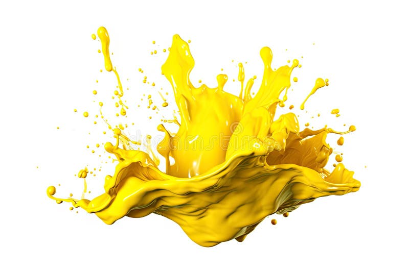 Vibrant Yellow Paint Splash: Isolated Elegance on White Background ... Vibrant Yellow Paint Splash: Isolated Elegance on White Background ...