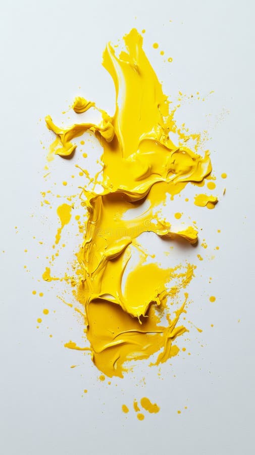 Vibrant Yellow Paint Splashes on White Canvas, Abstract Art. Creativity ...