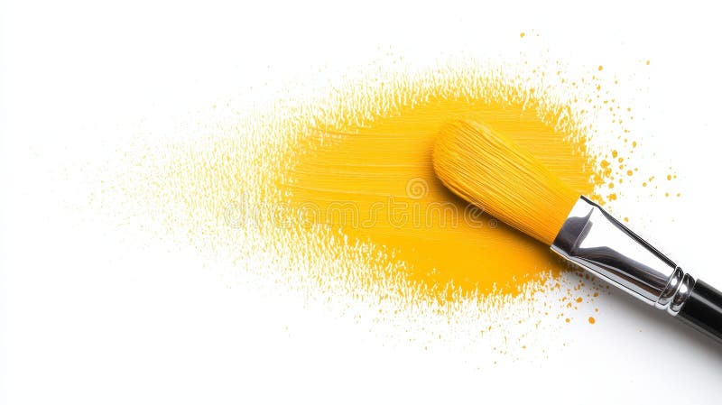 Vibrant Yellow Paintbrush on a Pristine White Background, Study in ...
