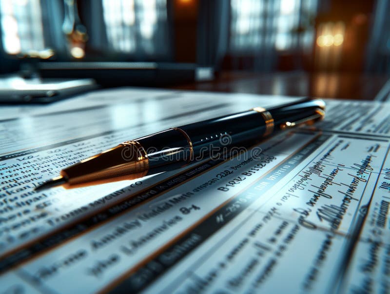 A Vibrant Yellow Pen Delicately Balancing on a Towering Stack of ...