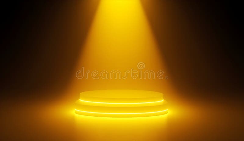 Vibrant Yellow Platform Illuminated by a Powerful Golden Spotlight from ...