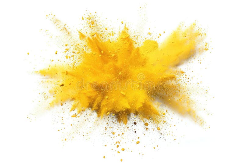 Vibrant Yellow Powder Exploding on a Clean White Surface. Perfect for ...