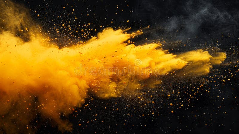 Vibrant Yellow Powder Explosion Against a Dark Background during ...