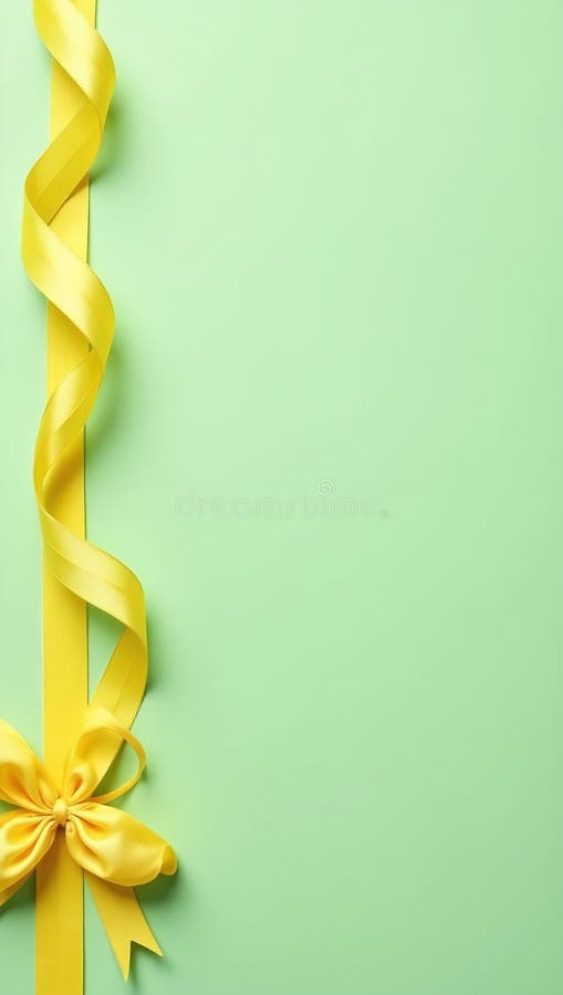 Vibrant Yellow Ribbon on Fresh Green Backdrop Stock Illustration ...