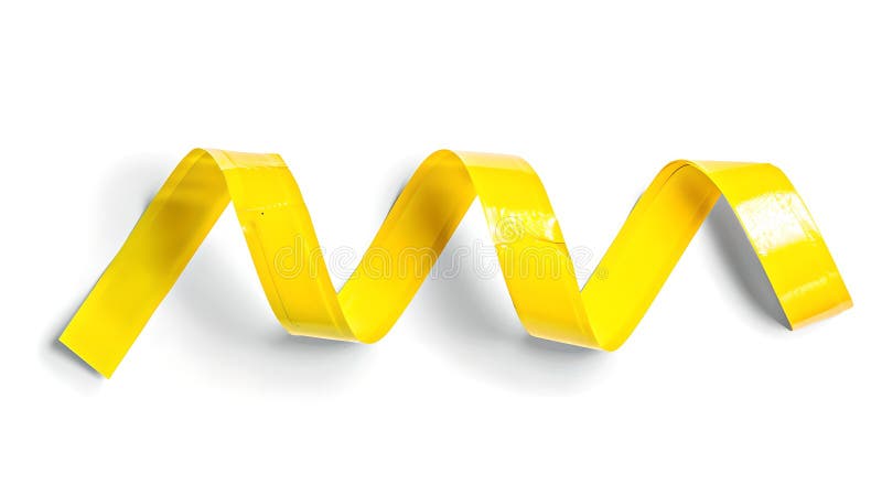 Vibrant Yellow Ribbon on White Background Twists Gracefully. Simple and ...
