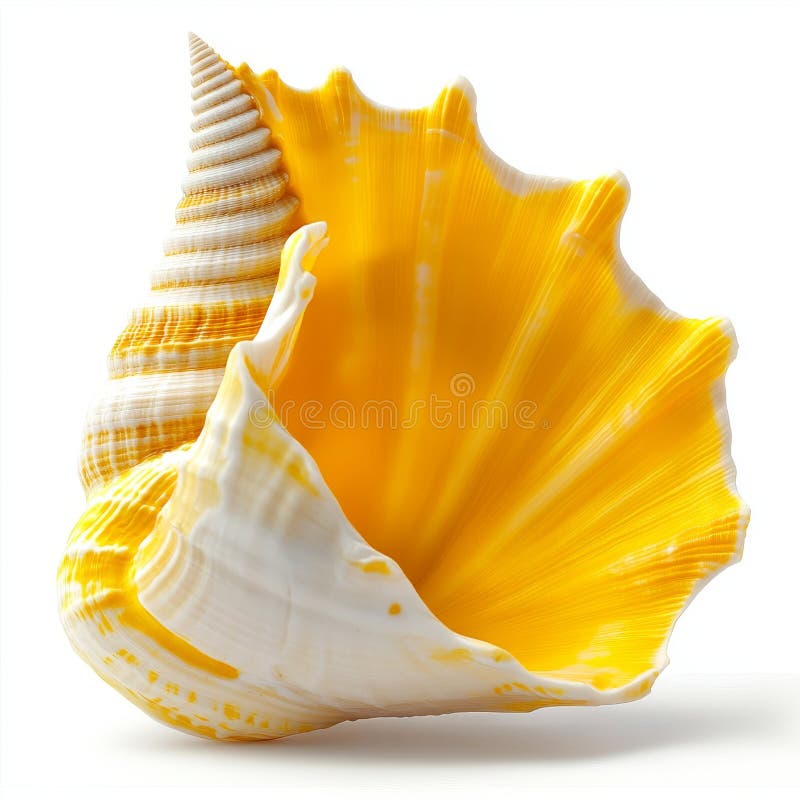 A Vibrant Yellow Seashell is Showcased Prominently in the Centre ...