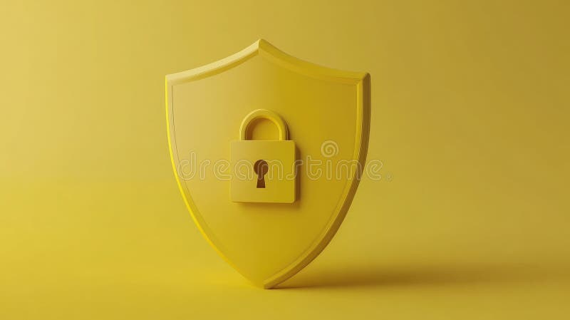 A Vibrant Yellow Shield with a Lock Symbolizing Security and Protection ...
