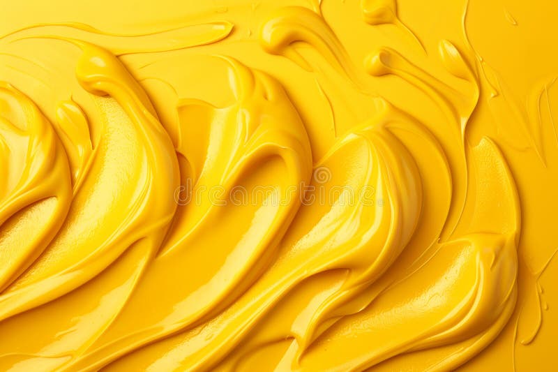 A Vibrant Yellow Paint Stroke Reveals Smooth Texture and Dynamic ...