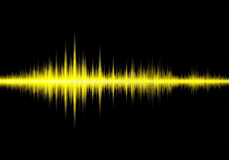 Vibrant Yellow Sound Waves and Their Reflections on a Black Background ...