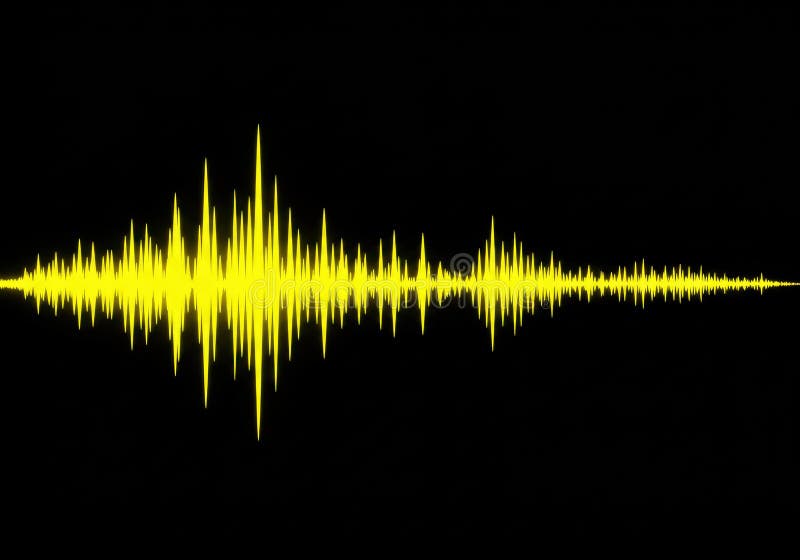 Vibrant Yellow Soundwave on Black Background - Audio Frequency Abstract ...
