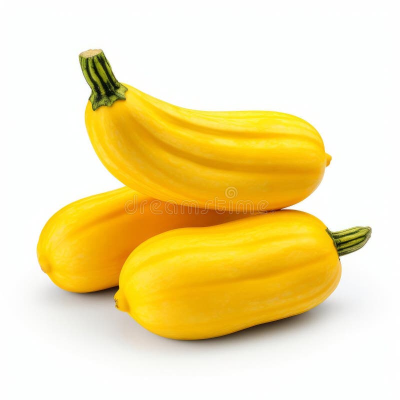Vibrant Yellow Squash Composition on Clean White Background Stock ...