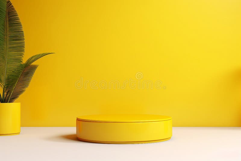 Vibrant Yellow Stage with Circular Platform, Ideal for Showcasing ...