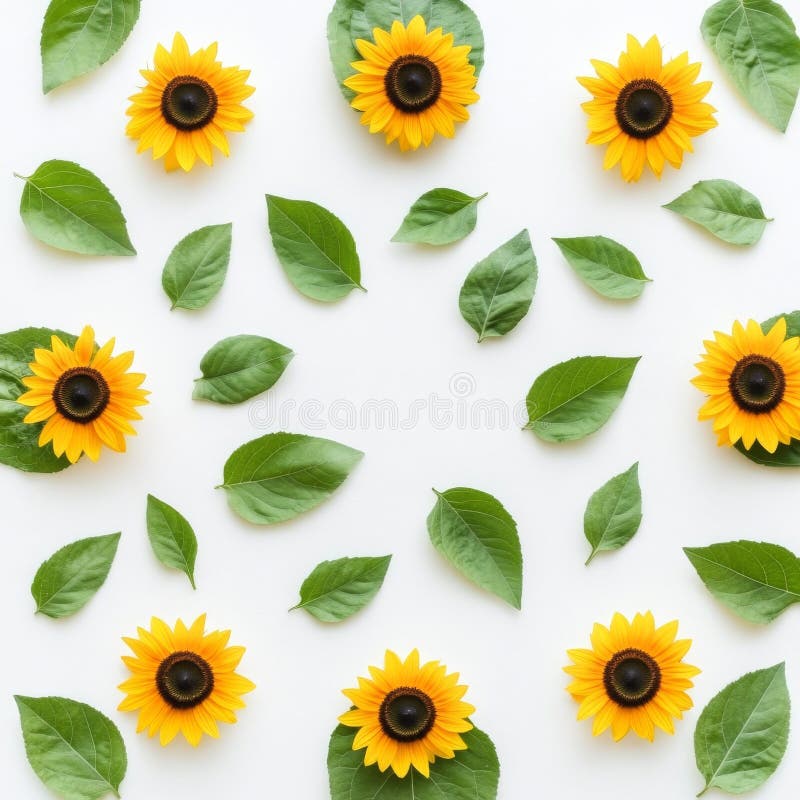 Vibrant Yellow Sunflower Pristine White Backdrop Garden Blossom Stock ...