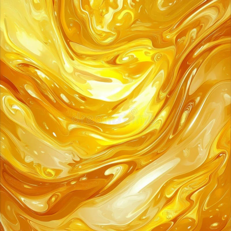 Vibrant Yellow Swirl Pattern with Glossy Liquid Texture Stock Photo ...