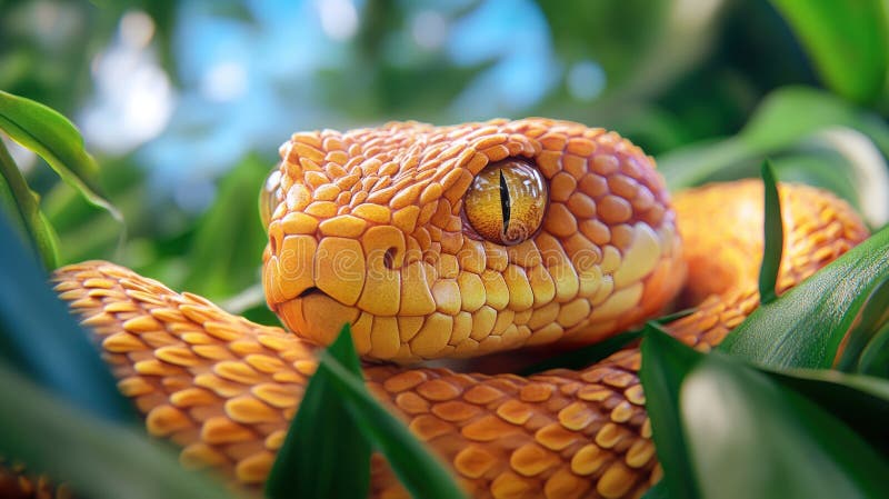 Close-up of a Textured Viper Snake with Sharp Scales Blending into the ...