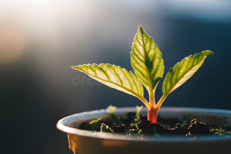 Vibrant Young Plant Glows in Sunlight, Highlighting Its Texture and ...