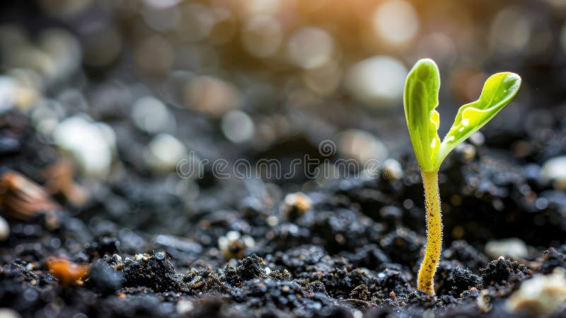 Vibrant Young Plant Sprouting from Fertile Soil - New Beginnings Stock ...