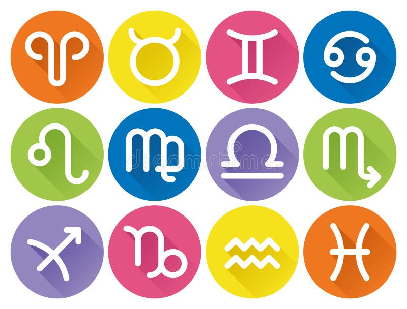 Vibrant Zodiac Geometric Symbols with Long Shadow Stock Vector ...