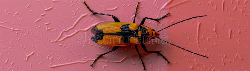 Vibrantly Colored Beetle on Pink Textured Surface Close Up of Ornate ...