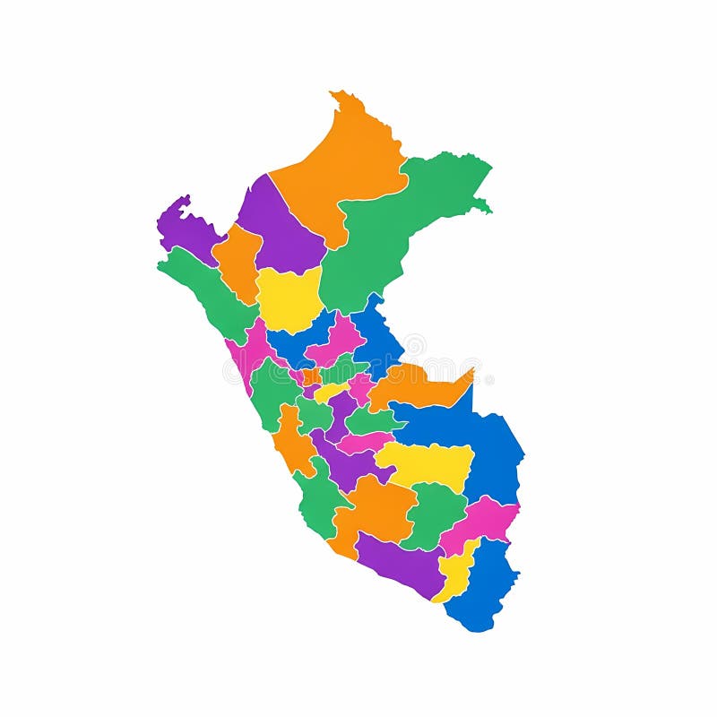 Colorful Map of Peru with Regions Stock Illustration - Illustration of ...