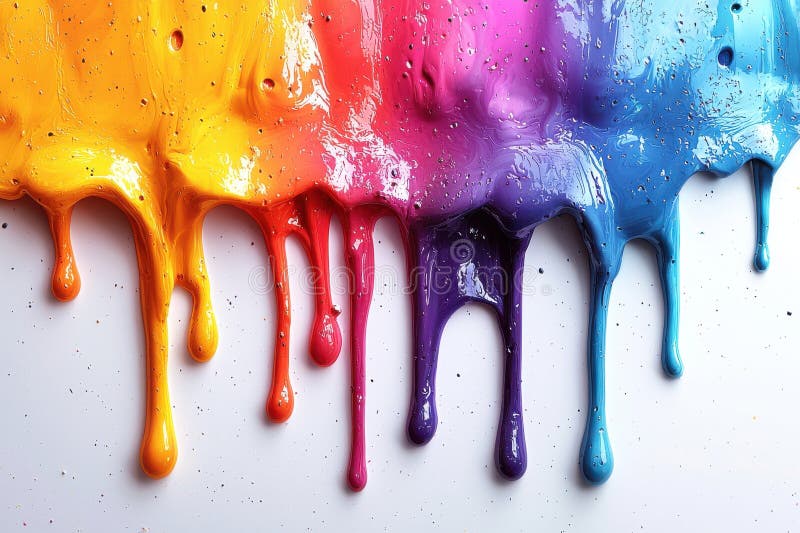 Colorful Dripping Paint in Vibrant Gradients on a Clean White ...
