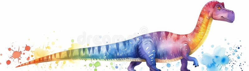 Vibrantly Colored Rainbow Dinosaur Illustration on White Background ...