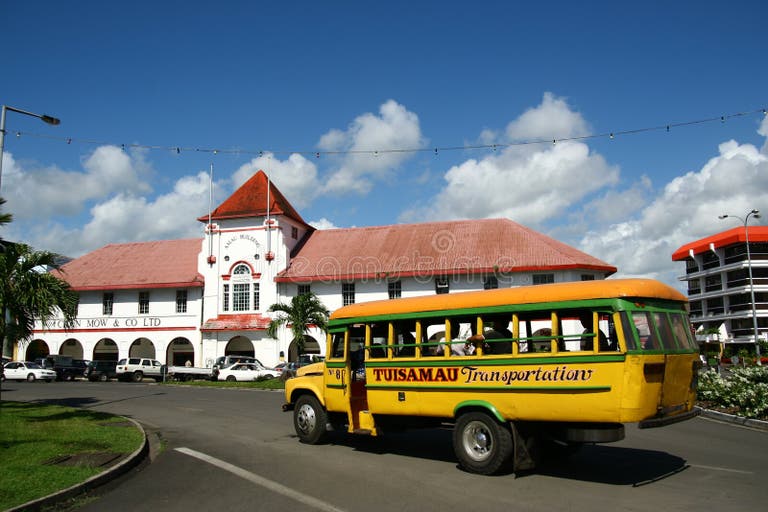 Vibrantly Painted Bus in Samoa Editorial Stock Photo - Image of vehicle ...