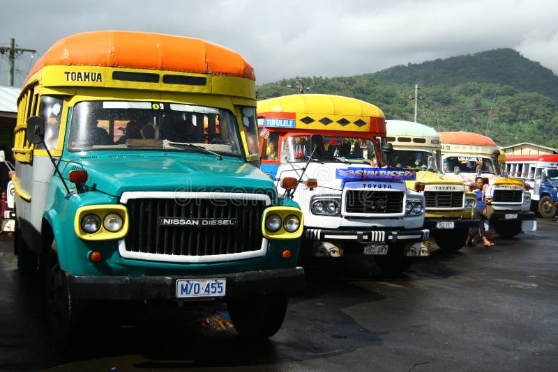 Vibrantly Painted Bus in Samoa Editorial Photo - Image of public ...