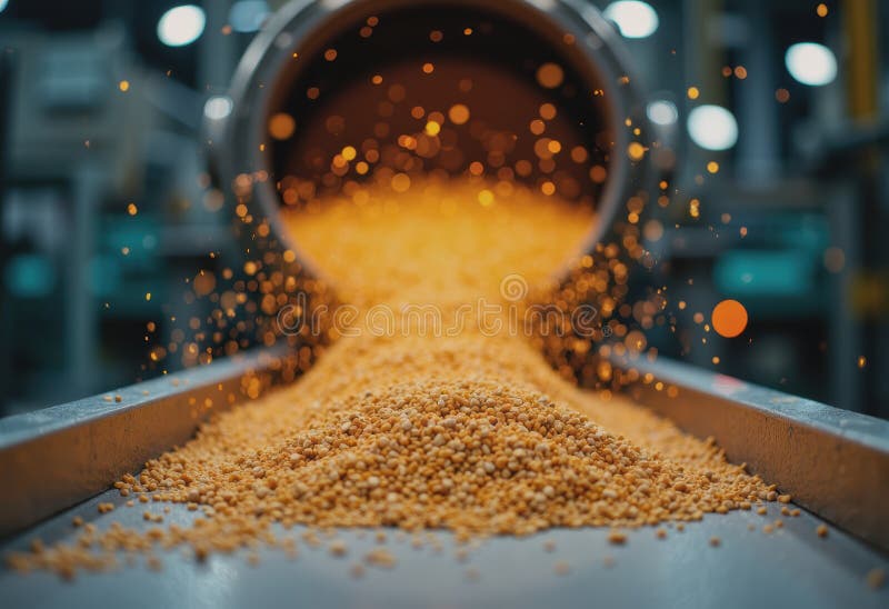 Vibrating Conveyor Deck Transporting Granular Materials in a Chemical ...