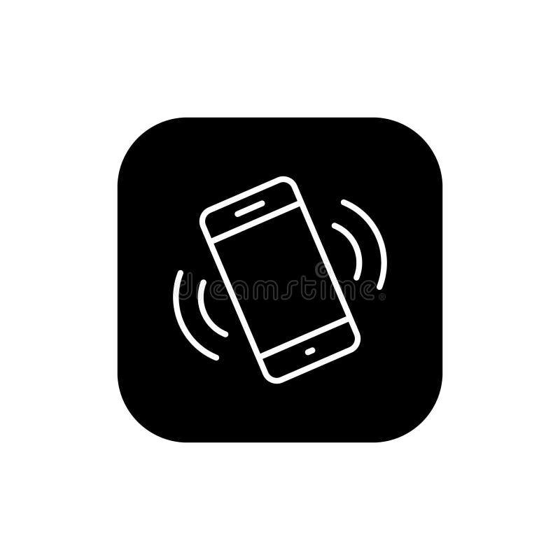 Vibration Mode Mobile Phone Icon on Black Square Stock Vector ...