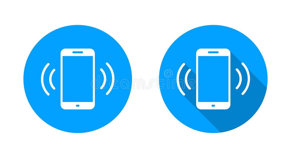 Vibration Mode Phone Icon with Long Shadow. Cellphone Vibrating Concept ...