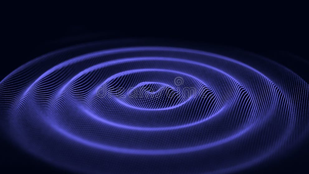 Vibration and Sound Wave. Circle Blue Pulse Wave with Points on the ...