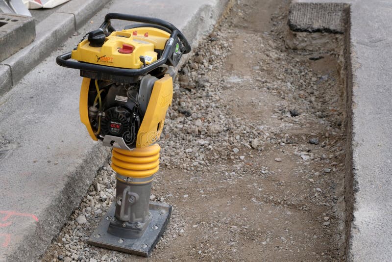 Vibratory Compactor on a Road Construction Site Editorial Stock Image ...