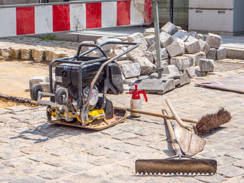 Vibratory Plate Compactor In Construction Rammer Ground Compaction ...