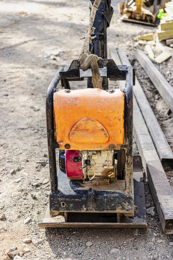 Vibratory Rammer with Vibrating Plate on a Construction Site ...