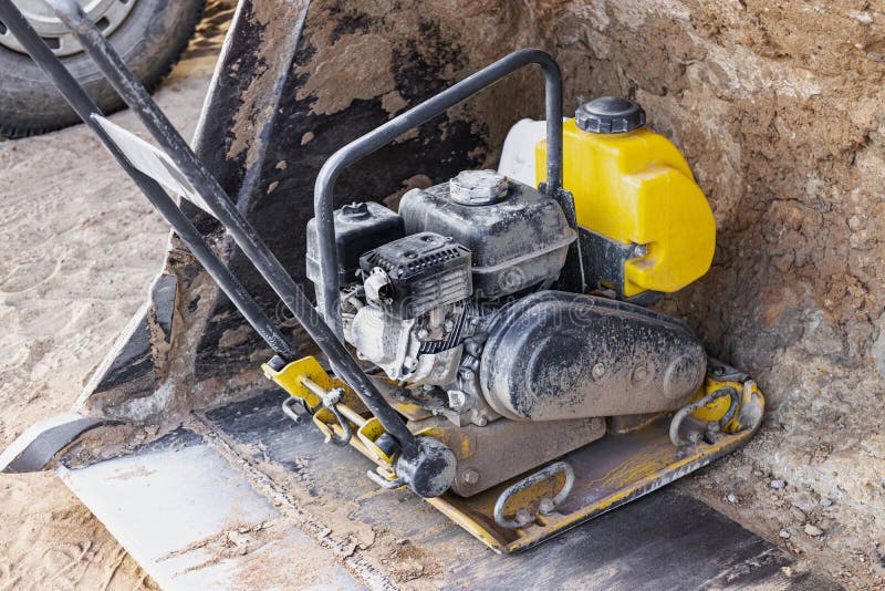 Vibratory Rammer with Vibrating Plate on a Construction Site ...