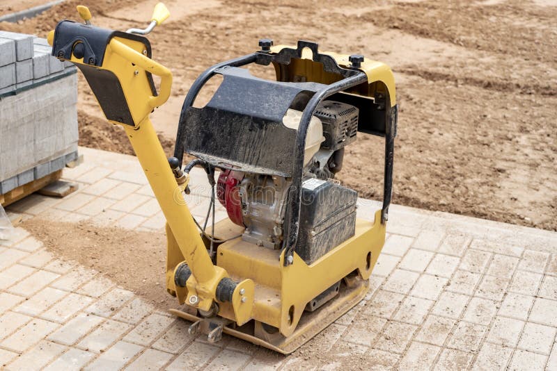 Vibratory Rammer with Vibrating Plate on a Construction Site ...