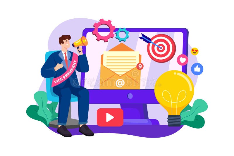 Vice President of Marketing Illustration Concept on White Background ...