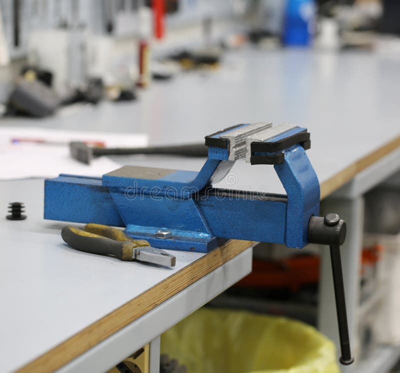 Vice On The Workbench Of The Mechanical Workshop Stock Image - Image of ...