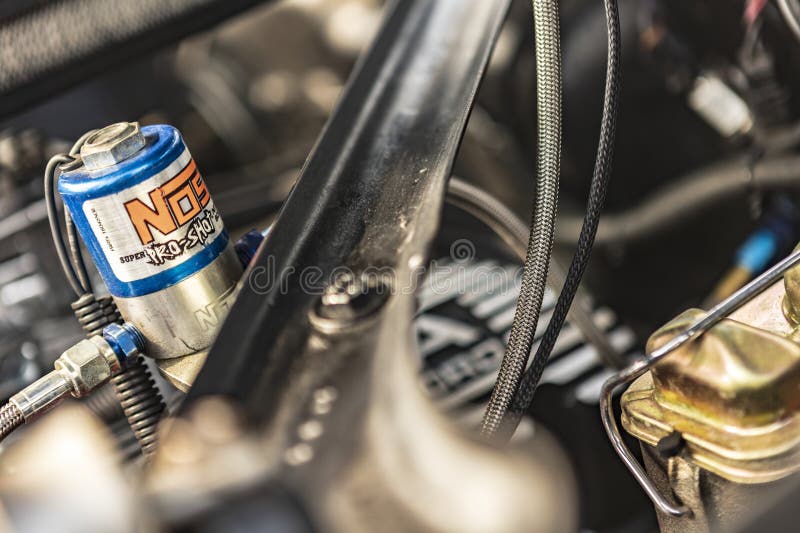 NOS Setup in Car Engine editorial stock photo. Image of acceleration ...