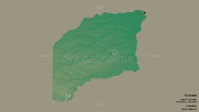 Vichada - Colombia. Bounding Box. Relief Stock Illustration ...
